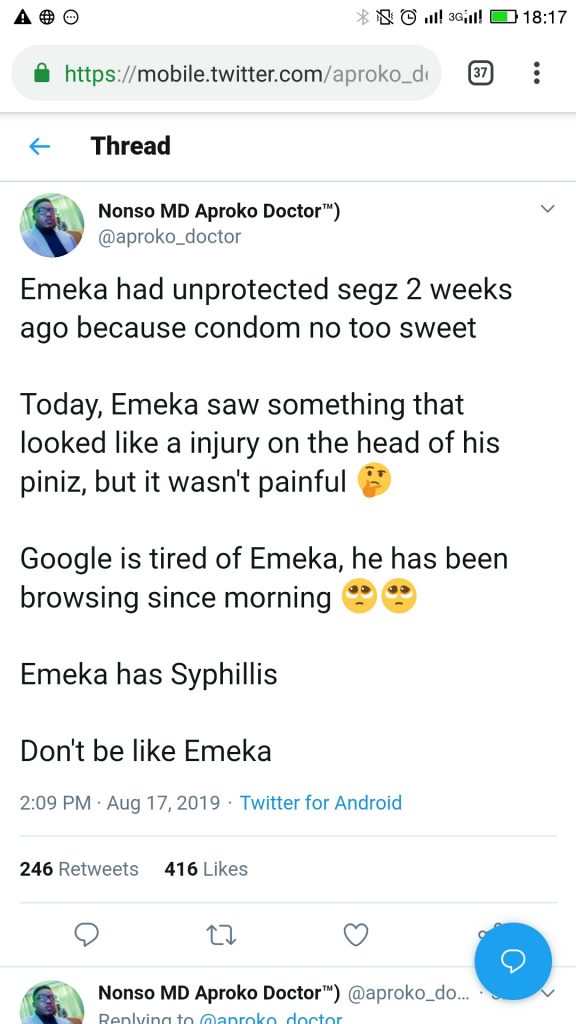 Emeka has syphilis, a short story by Aproko Doctor - Nigerian Health Blog